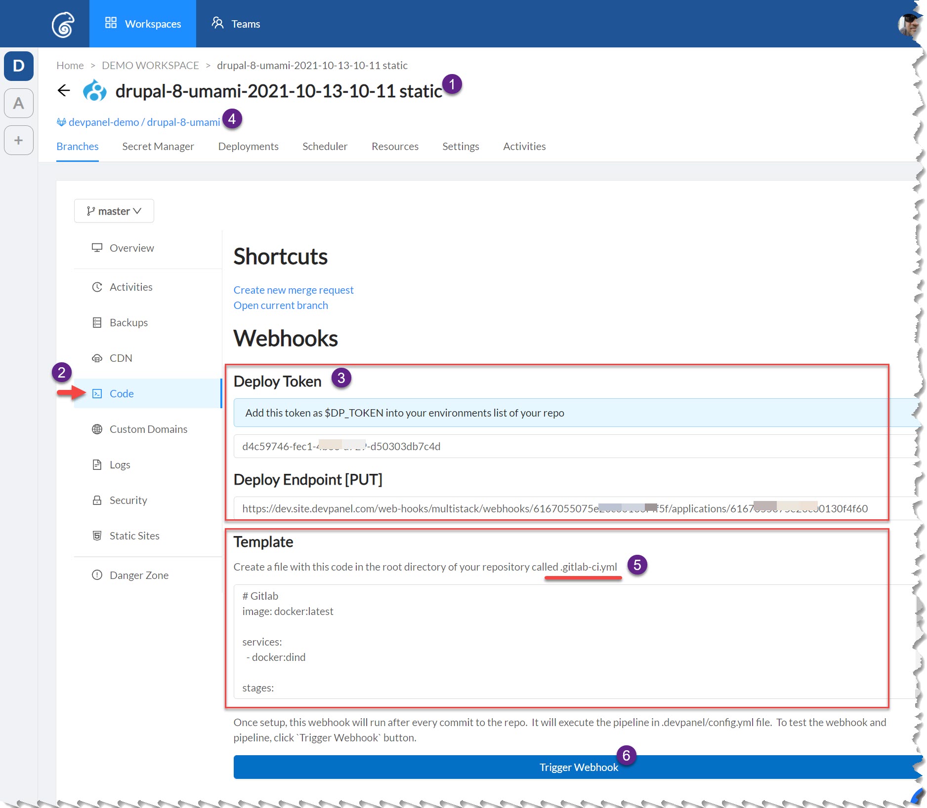 Git Actions | DevPanel Docs